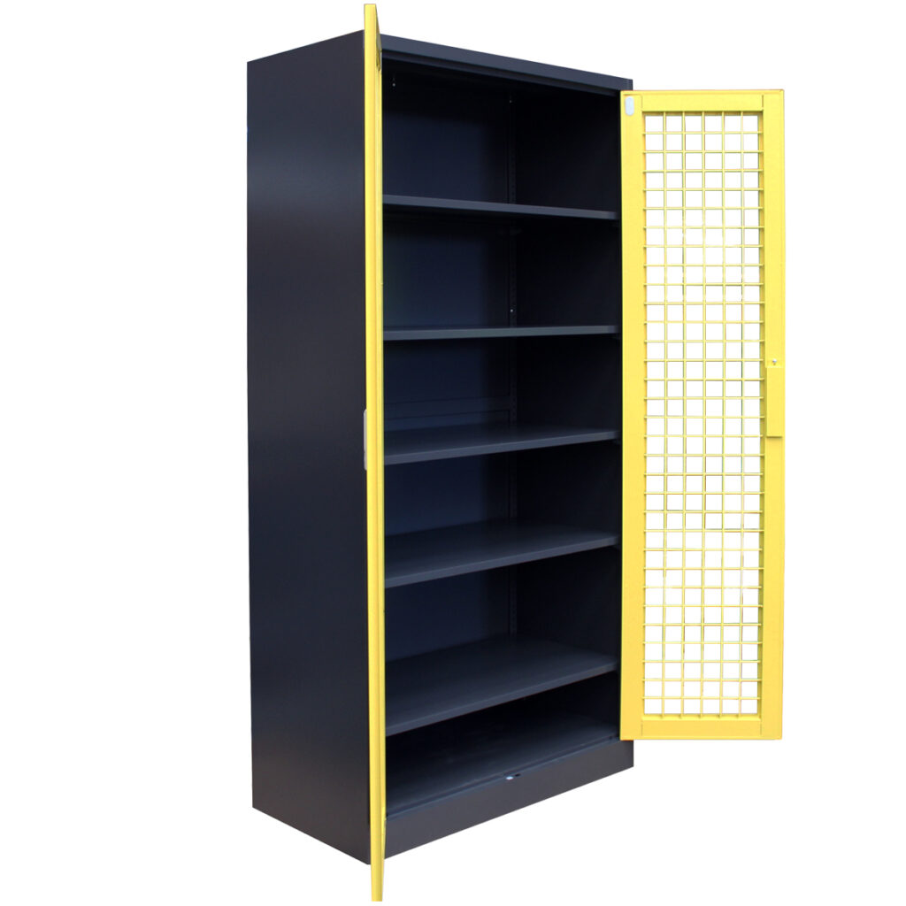 Mesh 2 Door Cabinet: Convenient Lockable Storage Solution