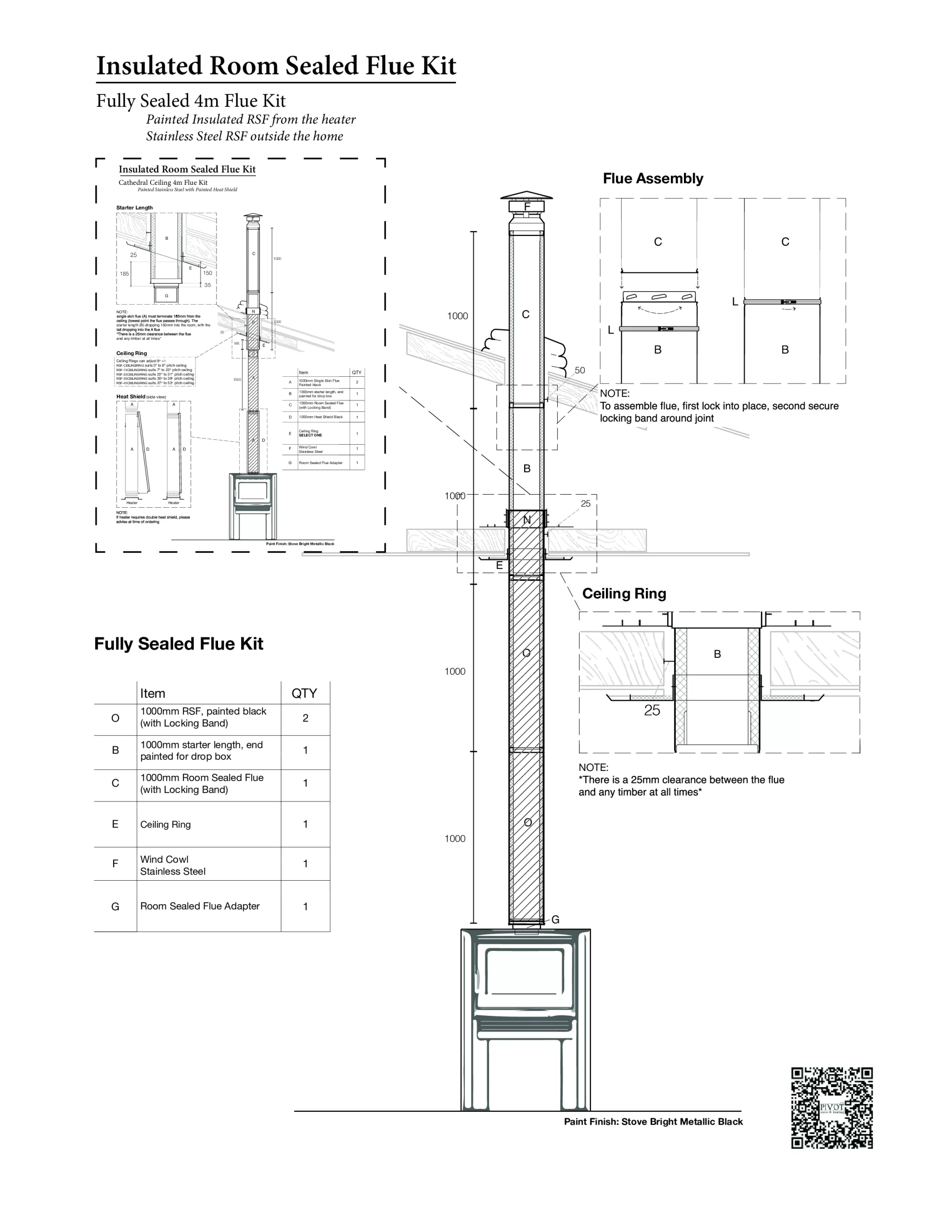 10” Fully Room Sealed Flue Kit - Hearth House South West