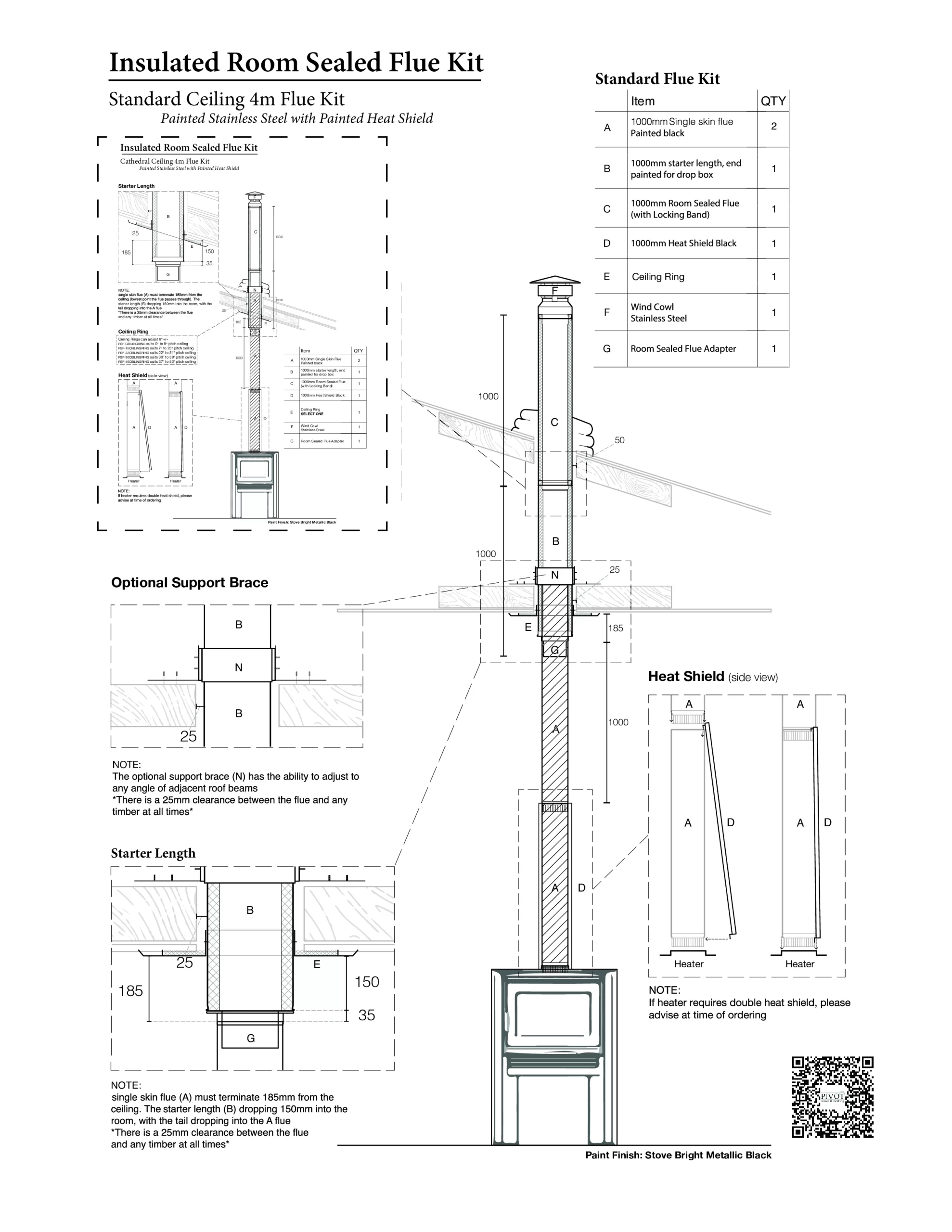 10” Standard Room Sealed Flue Kit - Hearth House South West
