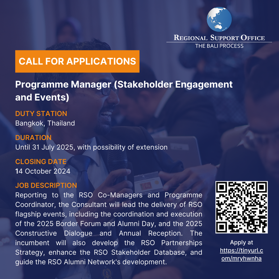 Programme Manager (Stakeholder Engagement and Events) - The Regional Support Office of the Bali ...