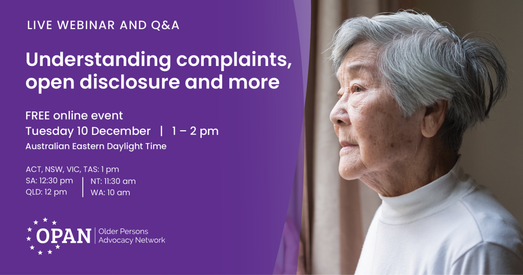 Webinar - Understanding complaints, open disclosure and more - OPAN