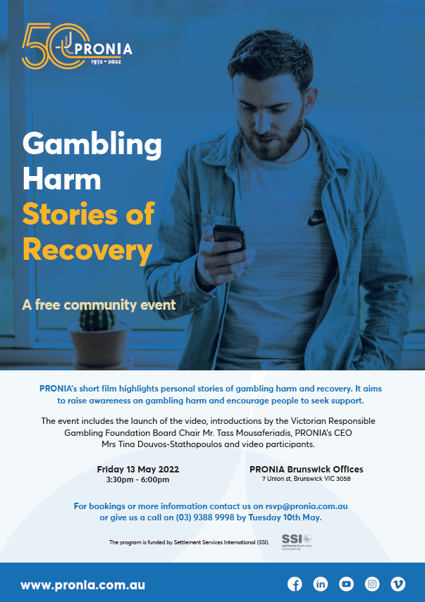 PRONIA launches new video on gambling harm and recovery – Greek Herald