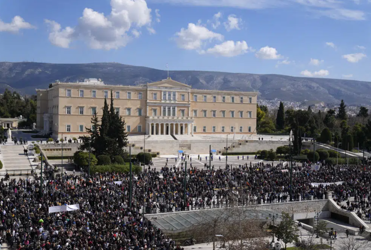 Over 60,000 people attend protests in Greece after deadly train crash ...