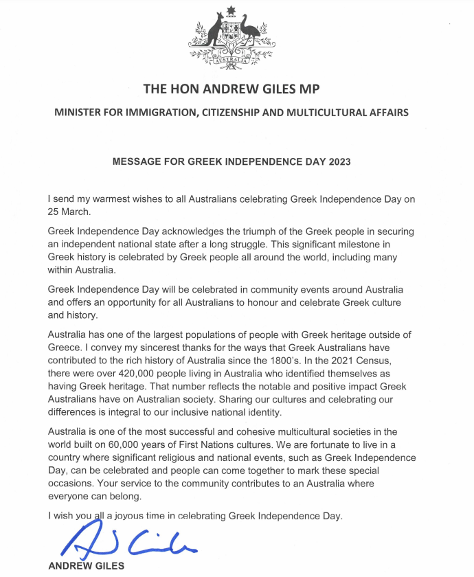 greek-independence-day-message-andrew-giles-1 – The Greek Herald