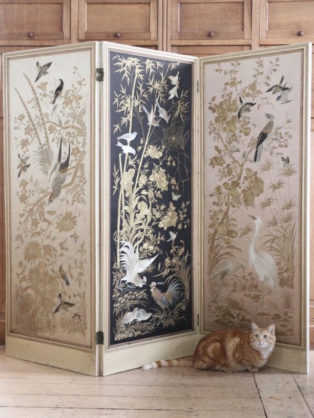 Antique Chinese embroidered silk screen – European Antiques