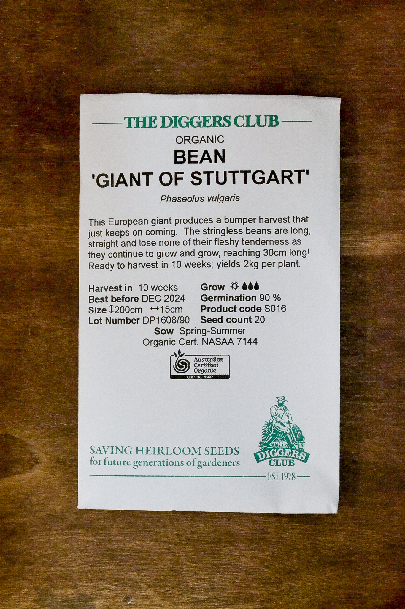 Bean - Giant Of Stuttgart - Diggers Seeds - Guildford Garden Centre