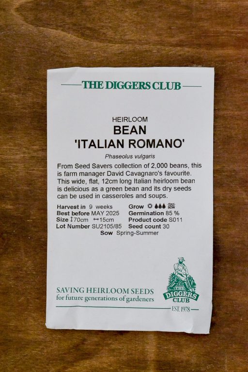 Bean - Italian Romano - Diggers Seeds - Guildford Garden Centre