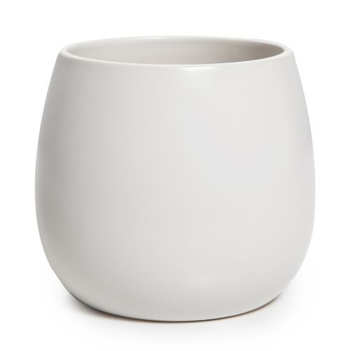 Pot - Egg Shape Matt White - Ceramic - Guildford Garden Centre