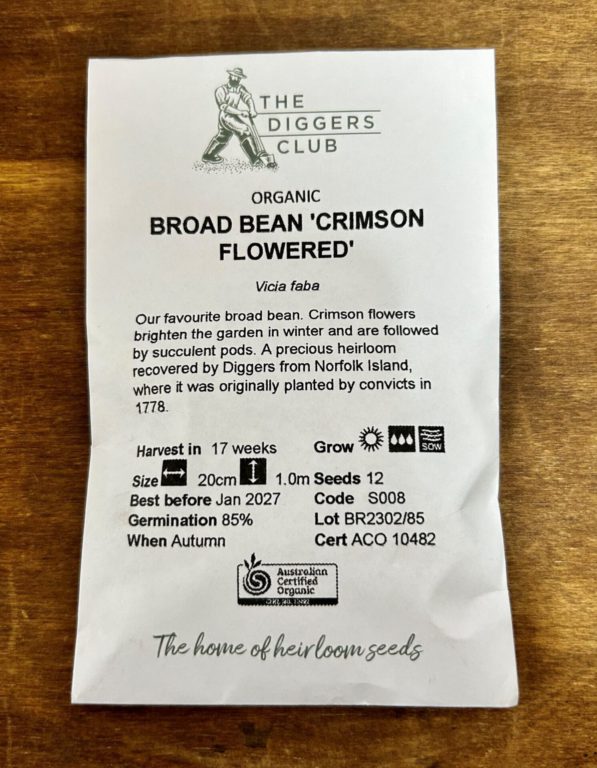Broadbean - Crimson Flowered - Diggers Seeds - Guildford Garden Centre