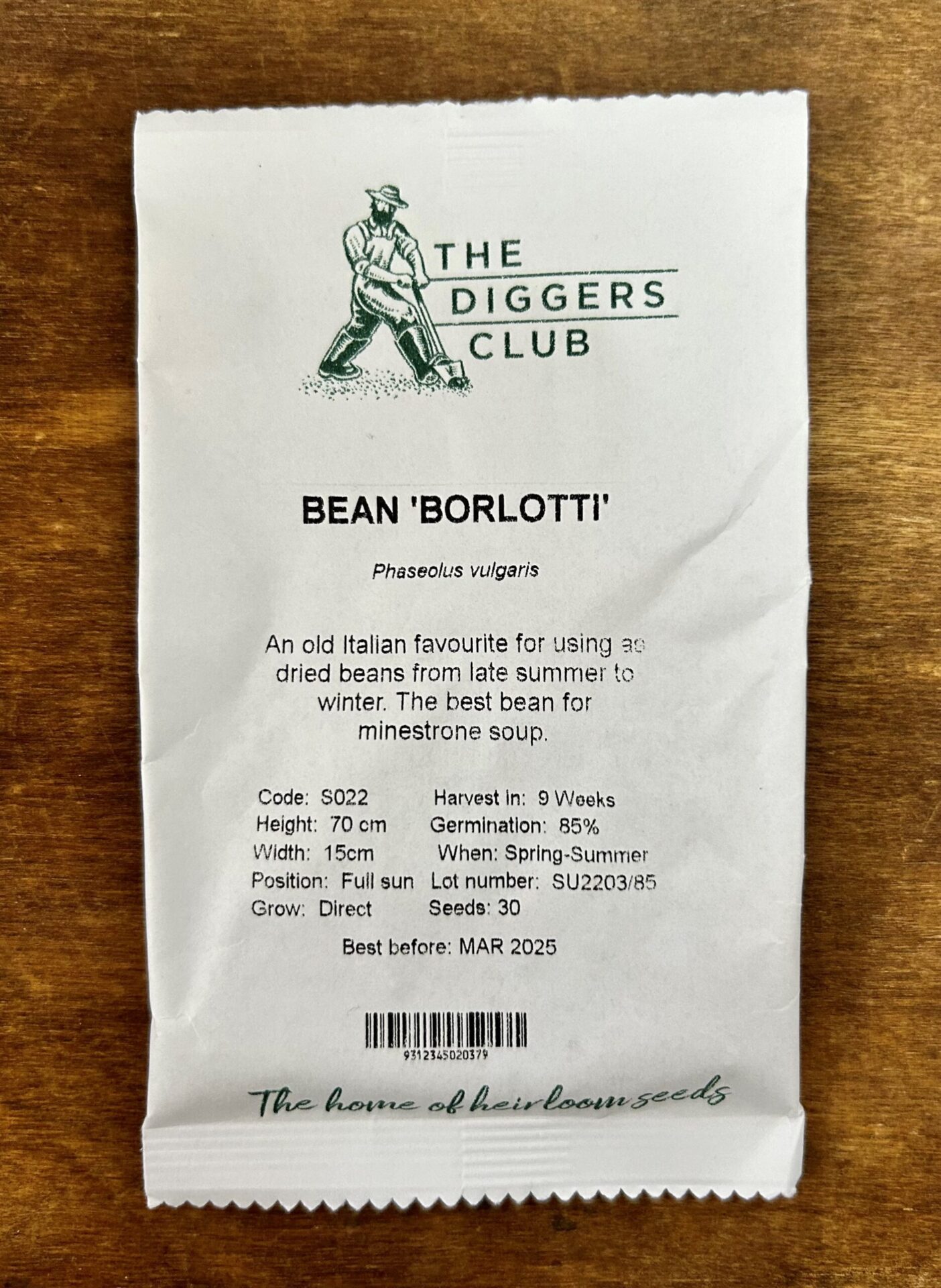 Bean - Borlotti - Diggers Seeds - Guildford Garden Centre