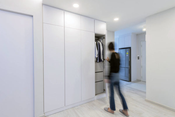 Maximising space in a small flat with a wardrobe outside the bedroom ...