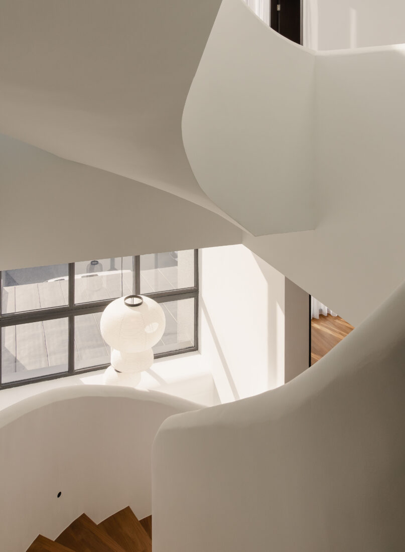 This semi-detached home has a sculptural staircase