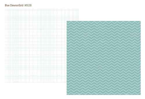 Simple Stories - 24/SEVEN "Blue Chevron / Grid" 12 X12 Double Sided Paper