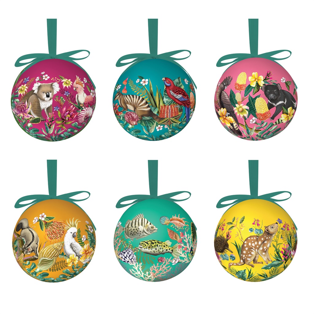 Set of 6 Baubles Exotic Paradiso - Library Shop - State Library of NSW