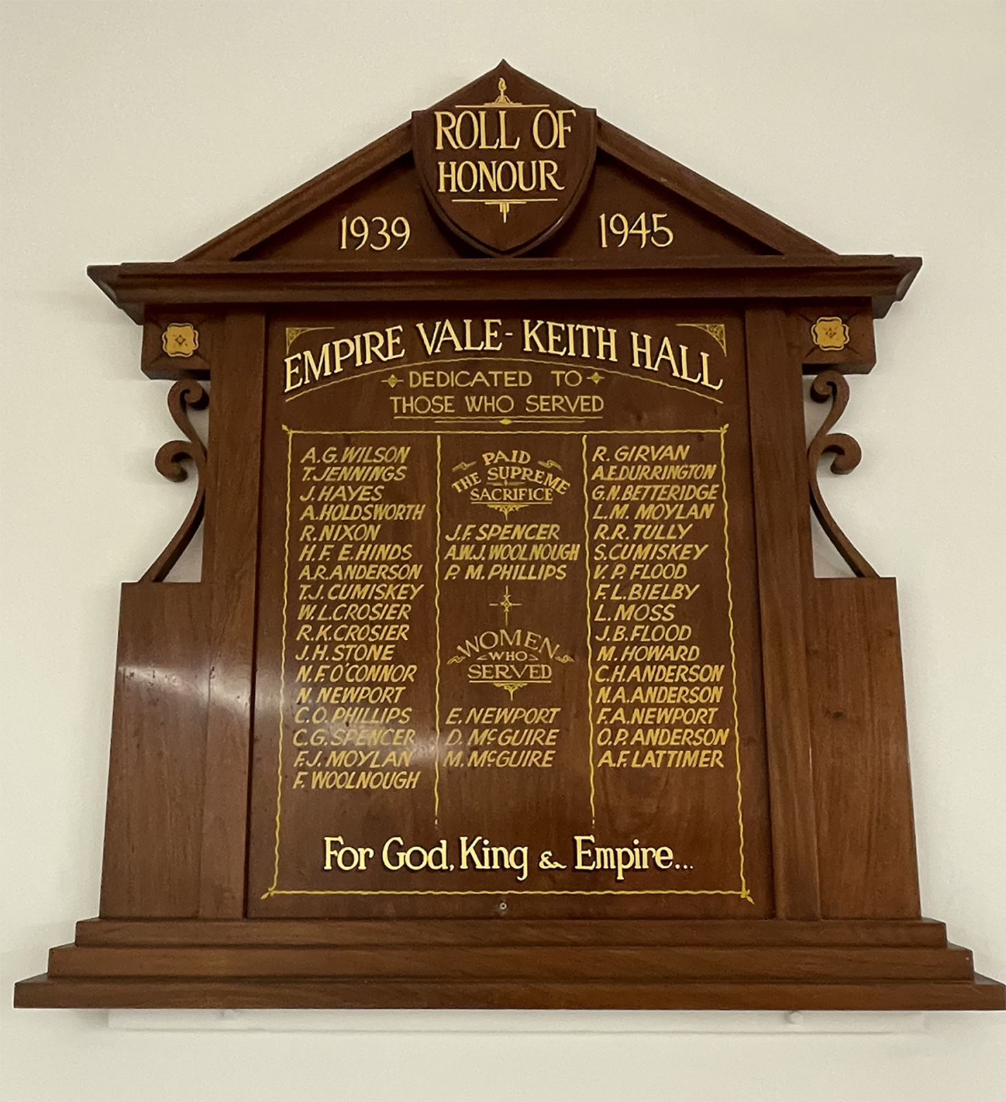 Empire Vale-Keith Hall Second World War Roll of Honour | NSW War ...