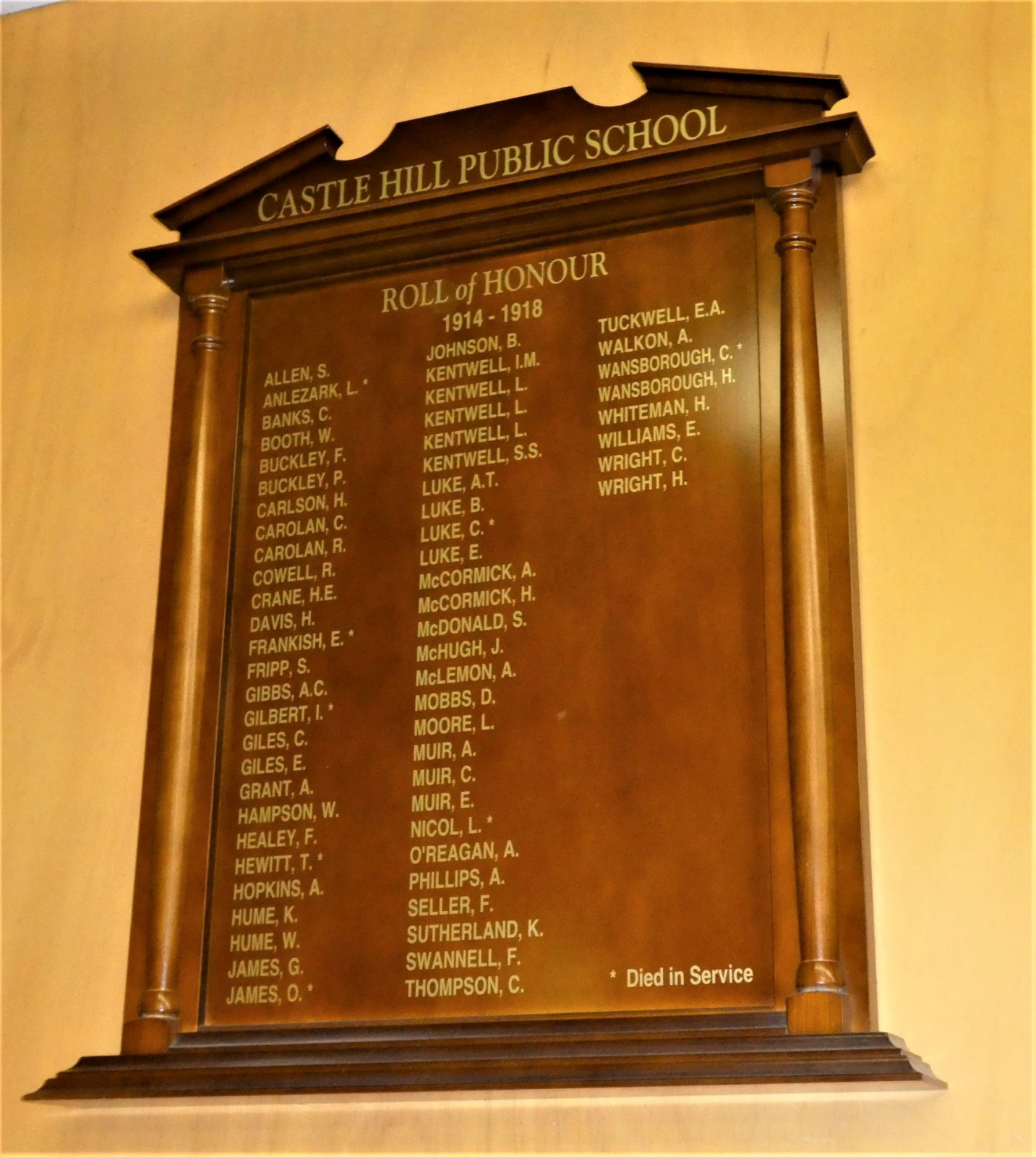 Castle Hill Public School First World War Roll of Honour | NSW War ...