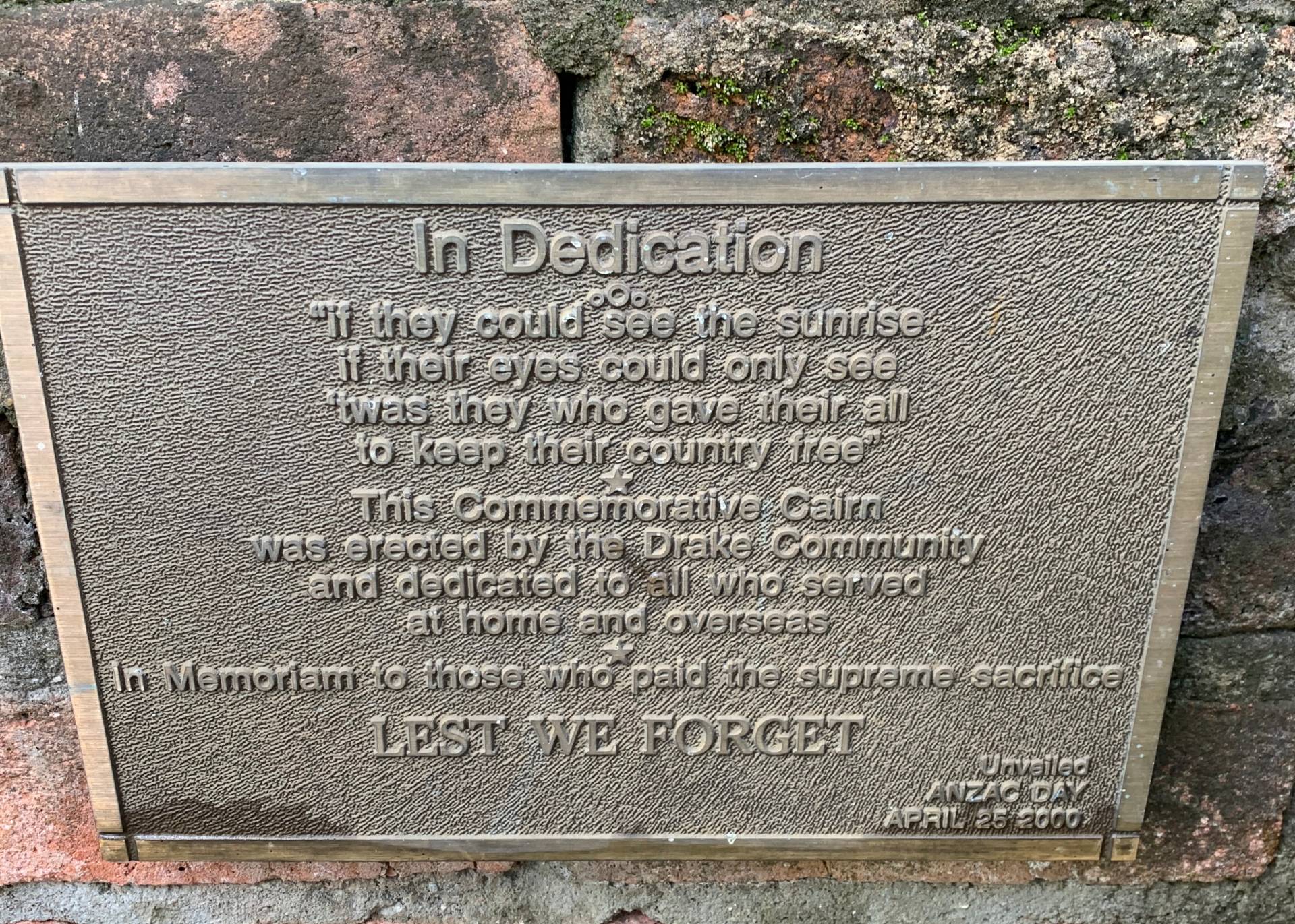 Drake Commemorative Cairn | NSW War Memorials Register