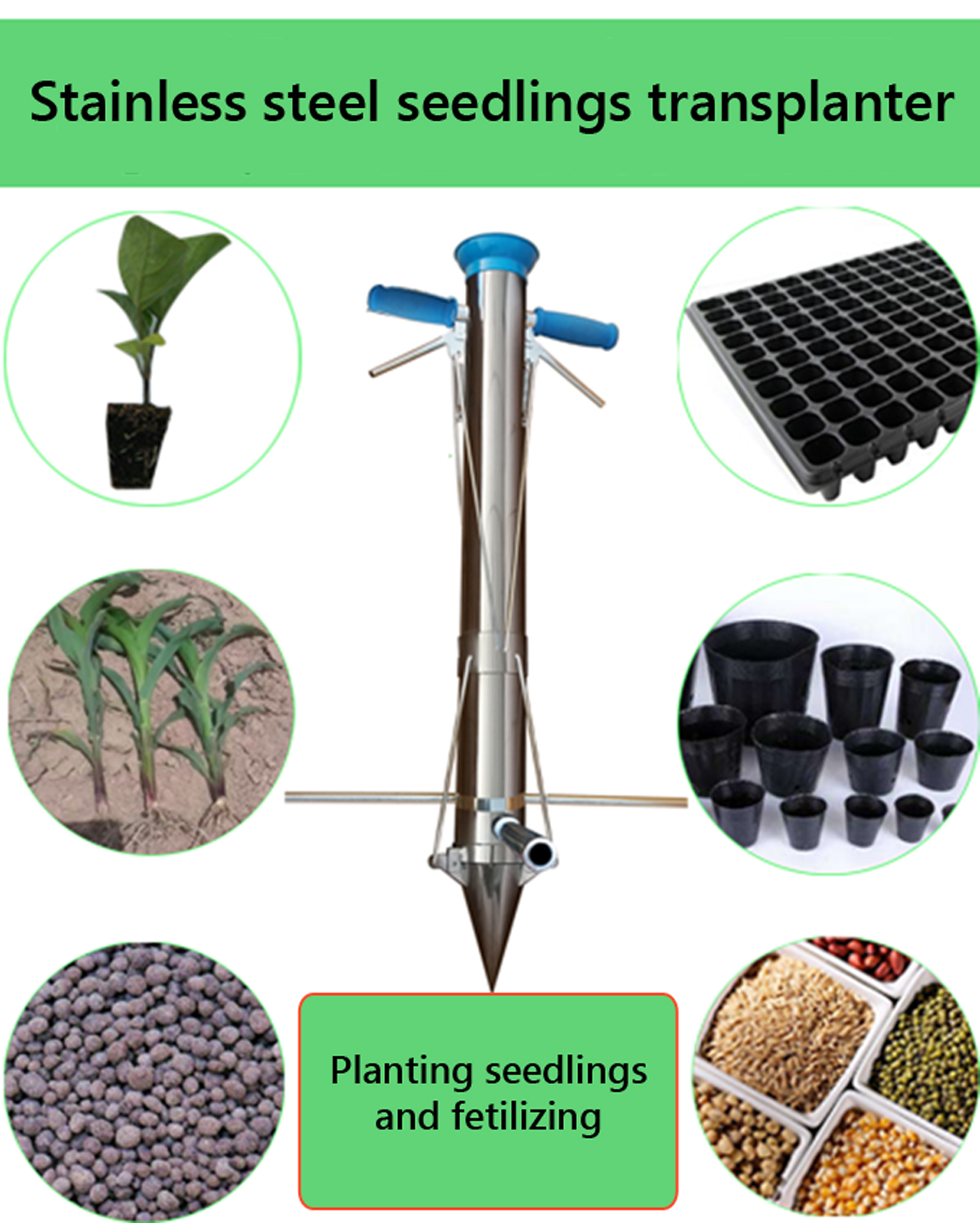 Single Twin Shank Manual Planter Transplanter Seeder Seedling Bulb Pla ...